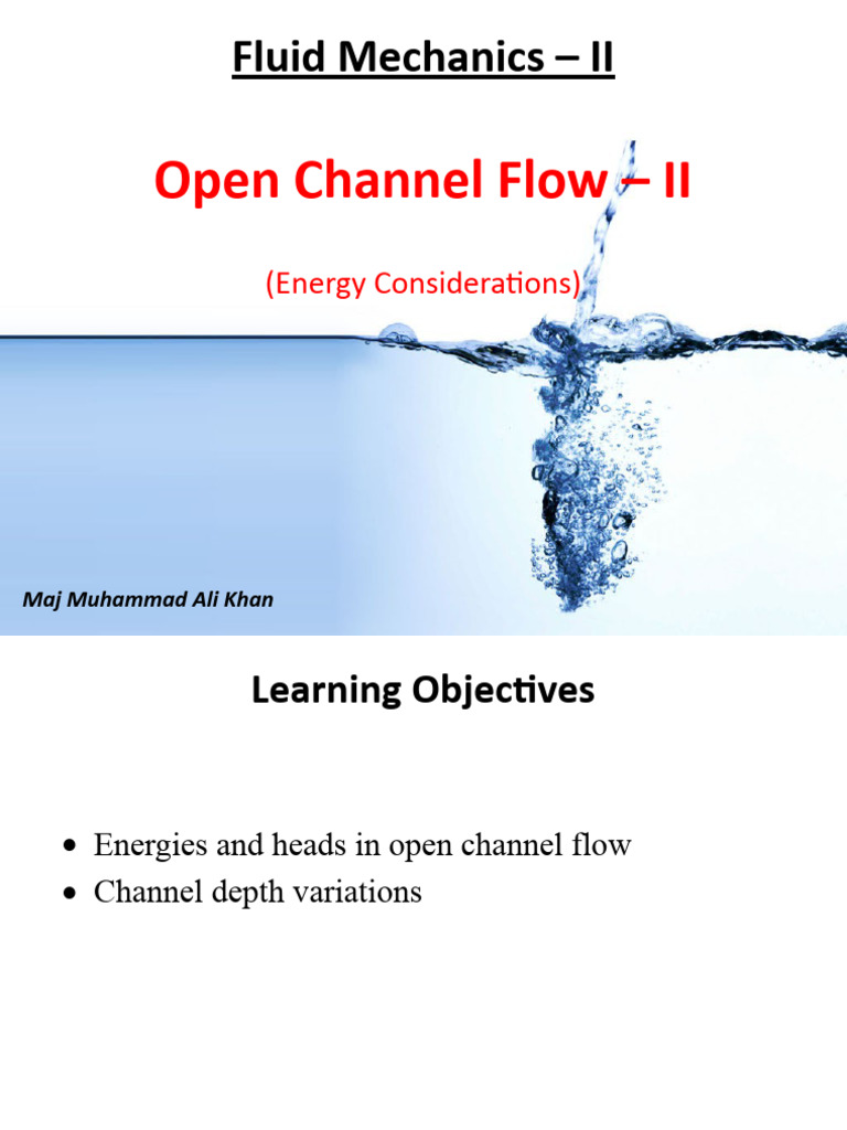 Topic2 Open Channel Flow Lec2 | PDF | Pressure | Continuum Mechanics