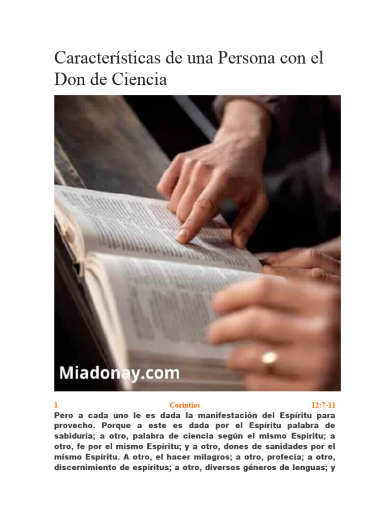 Caract Don de Ciencia. | PDF | Biblia | Conocimiento