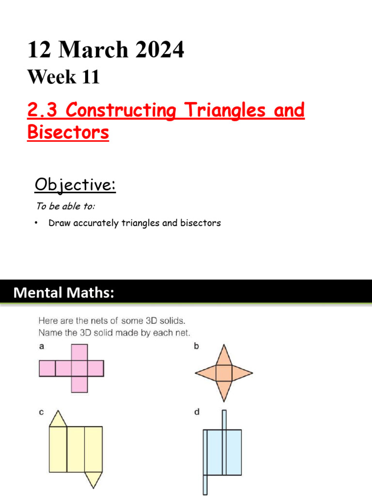Y9 - T2W11 - Day 1 - Constructing Triangles and Bisectors | PDF ...