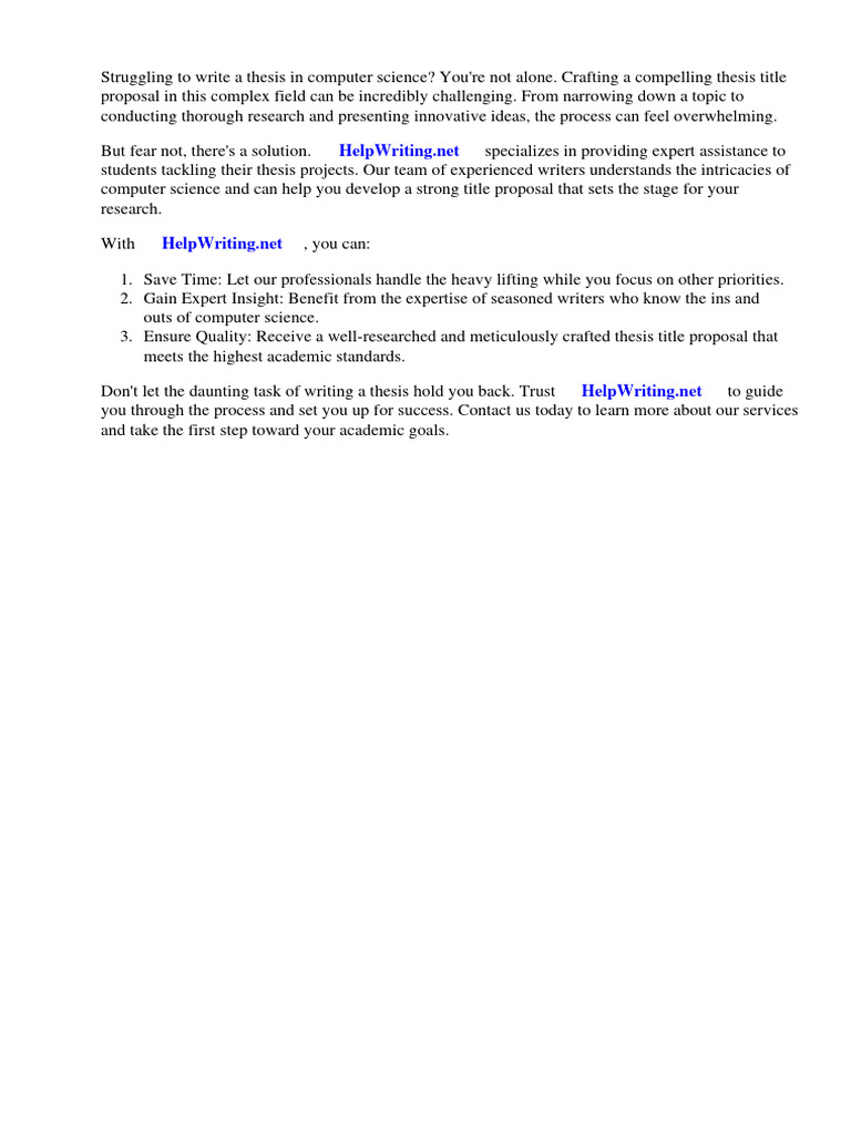 Thesis Title Proposal Computer Science | PDF | Thesis | Science Thesis Title Proposal Computer Science | PDF | Thesis | Science