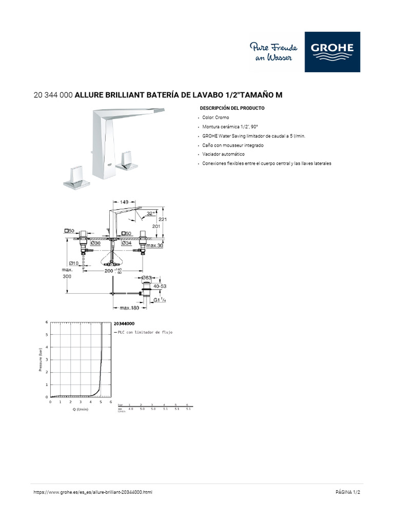 GROHE Specification Sheet 20344000 | PDF | Herramientas | Ingeniería ...