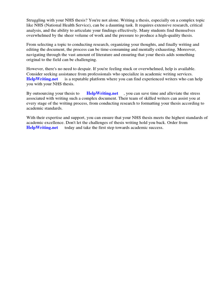 Nhs Thesis | PDF | National Health Service | Essays