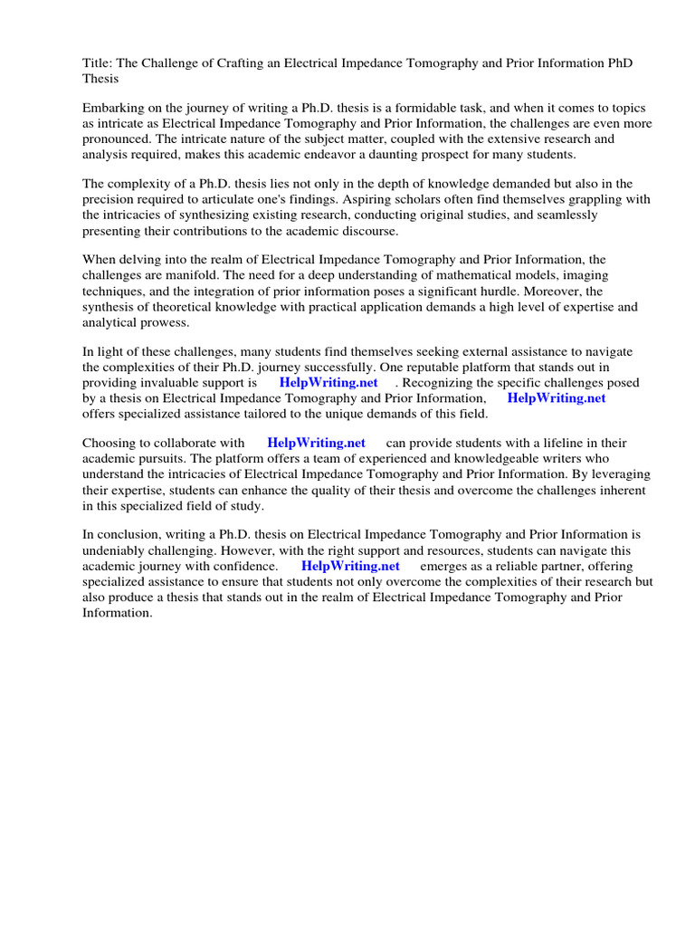Electrical Impedance Tomography and Prior Information PHD Thesis | PDF ...