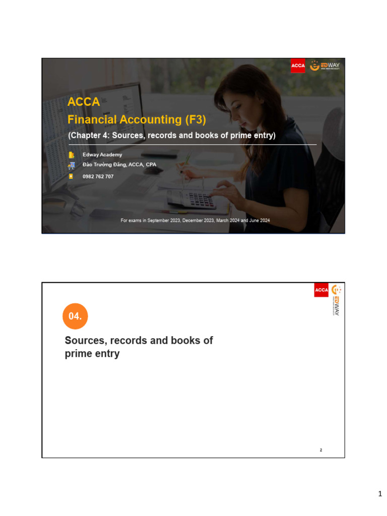 Edway - ACCA - FA - Chapter 4 - Sources, records and books of prime entry | PDF | Bookkeeping ...