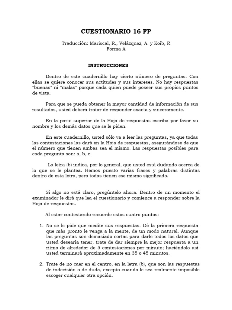 16 FP-1 | PDF | Cuestionario