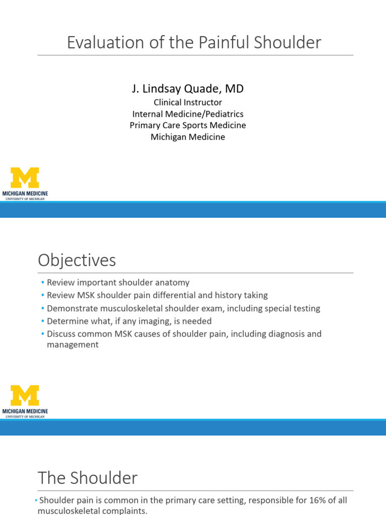 Quade Lindsay October 3 A1 and B1-Evaluation of The Painful Shoulder - 1 | PDF | Shoulder ...