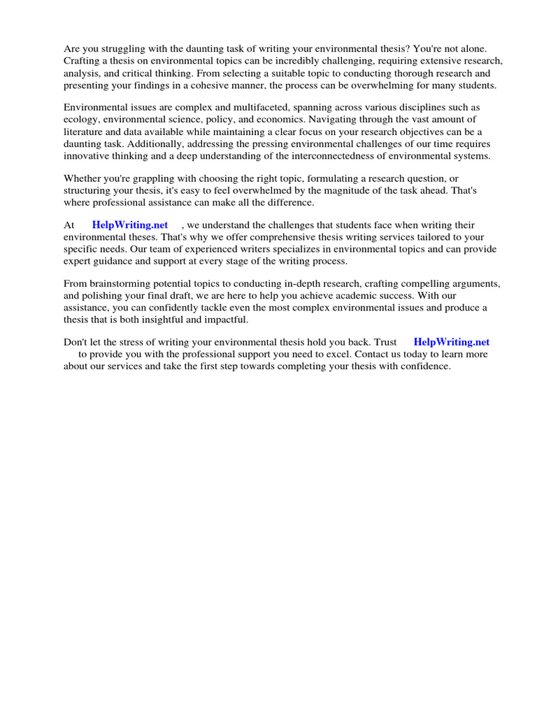 Environmental Thesis Topics | PDF | Natural Environment | Essays