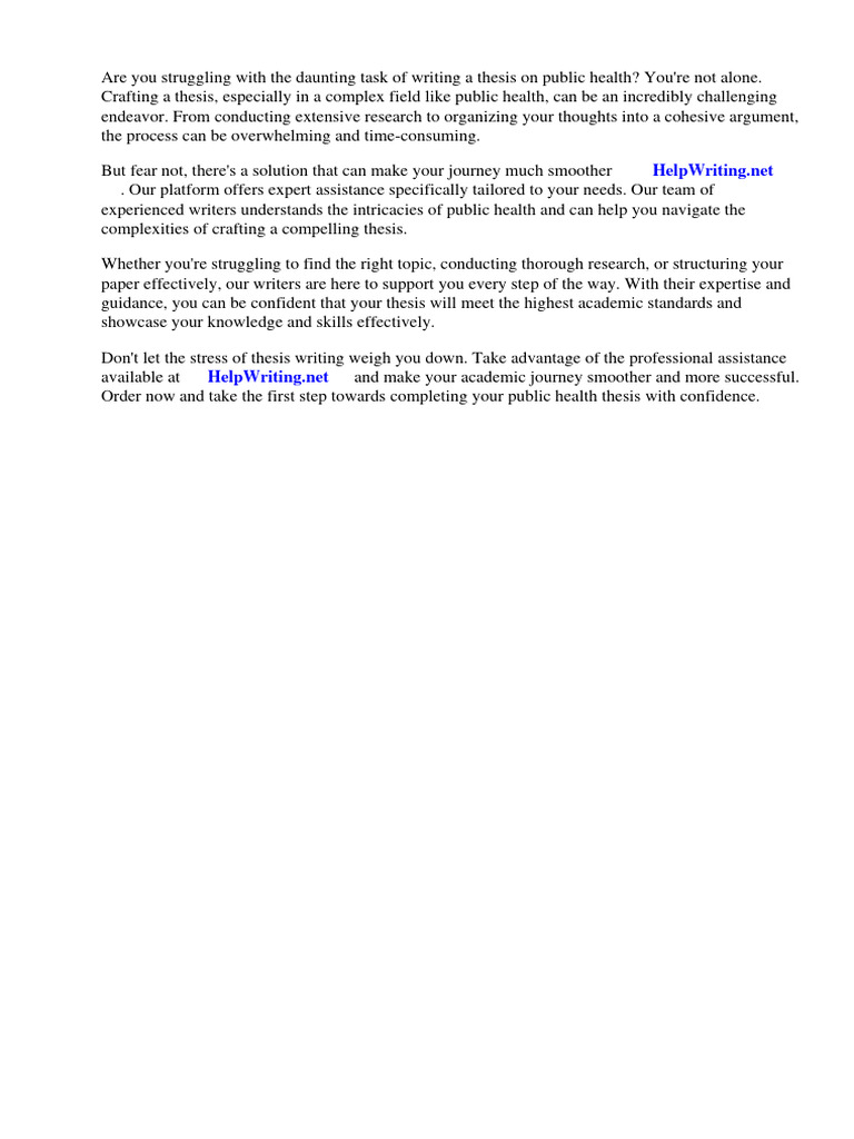 Public Health Thesis Examples PDF | PDF | Public Health | Health Care