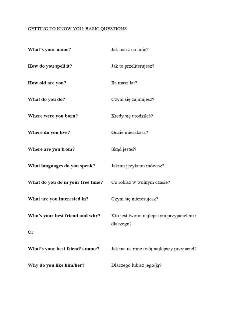 Getting to Know You | PDF