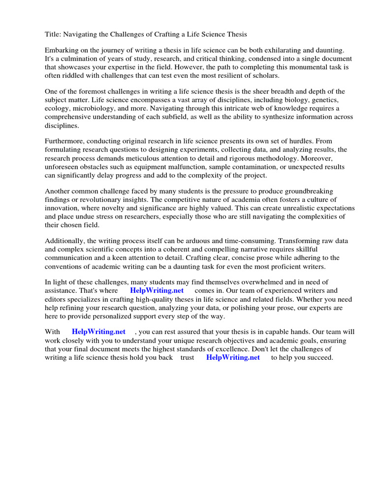 Life Science Thesis Title | PDF | Thesis | Science