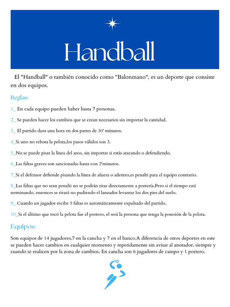 El Handball o También Conocido Como Balonmano, Es Un Deporte Que ...