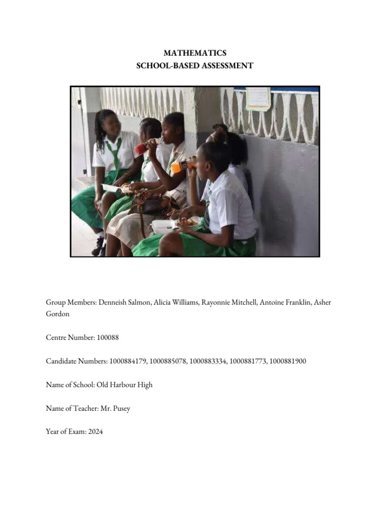 Mathematics Sba - Path Line | PDF | Cafeteria | Applied Mathematics