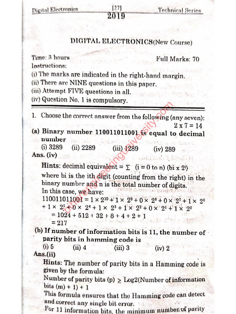 Digital Electronics 2019 Beu Pyq Solution | PDF