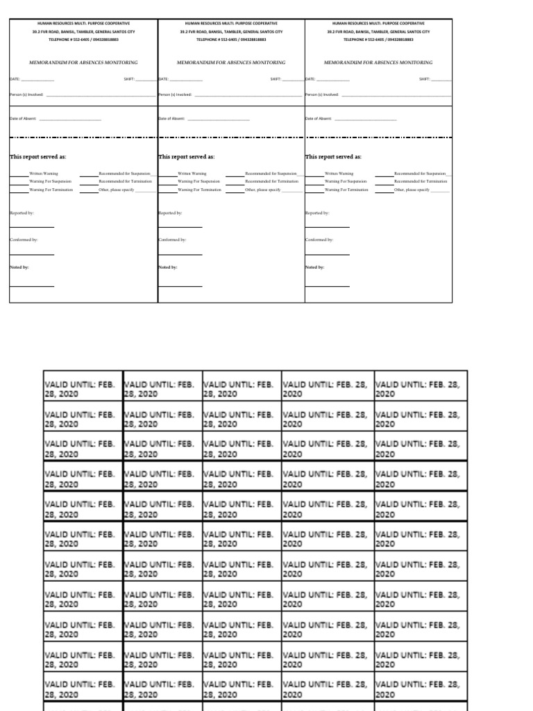 Absence Monitoring Memorandum | PDF