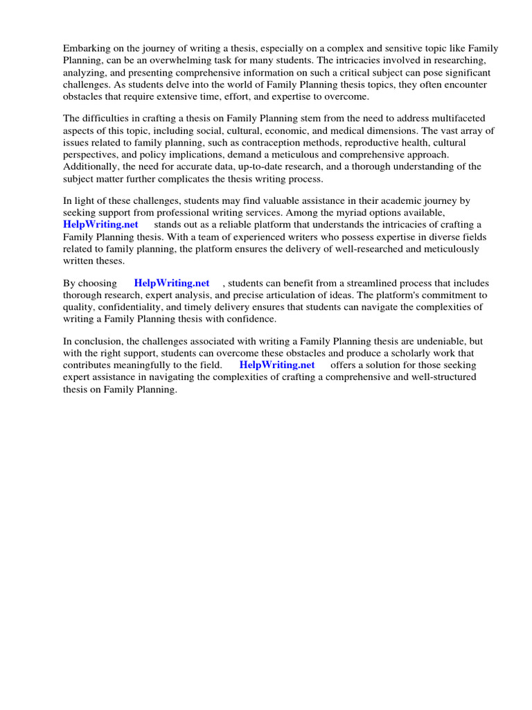 Family Planning Thesis Challenges | PDF | Family Planning | Thesis