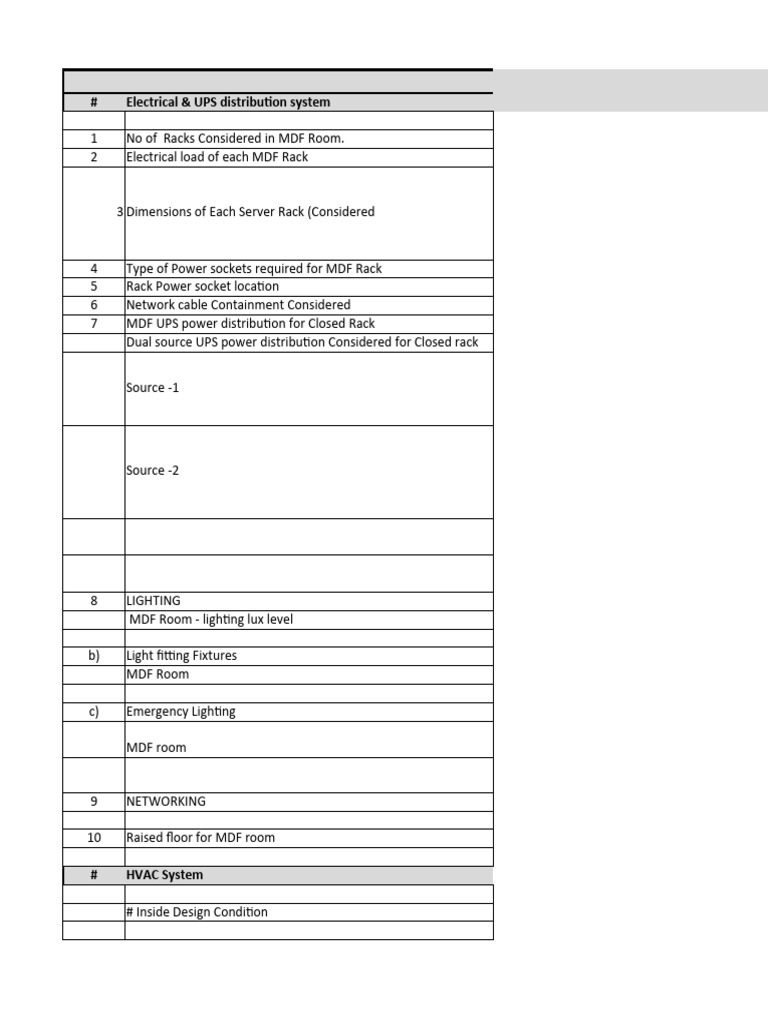 MDF Room MEP System Design (Extract From DBR) | PDF | Electrical ...