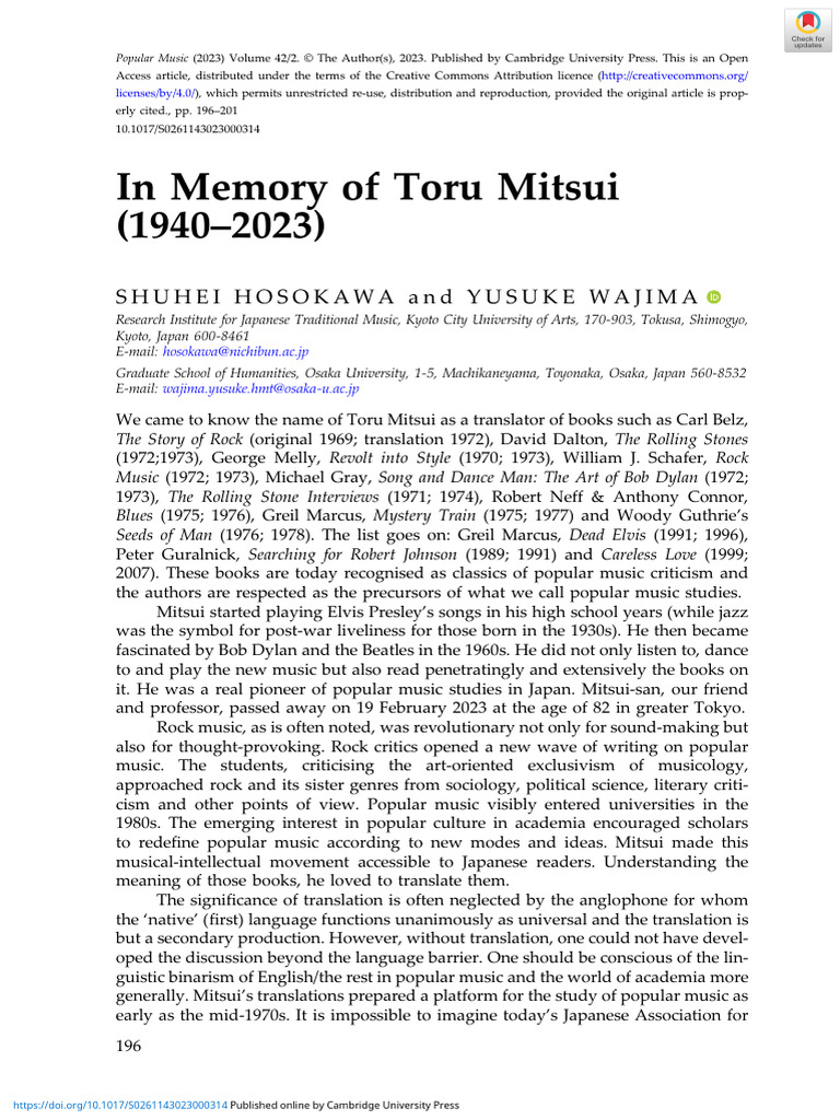 Long-Description Toru Mitsui 19402023 | PDF | Rock Music
