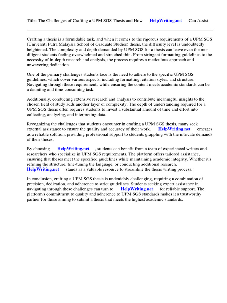 Upm Sgs Thesis | PDF | Thesis