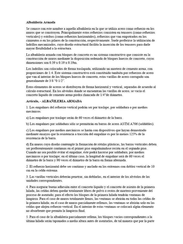 Albañilería Armada | PDF | Hormigón | Fundación (Ingeniería)