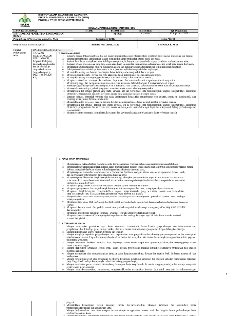 RPS METODOLOGI PENELITIAN Dharma Yanti | PDF | Seni | Sains & Matematika