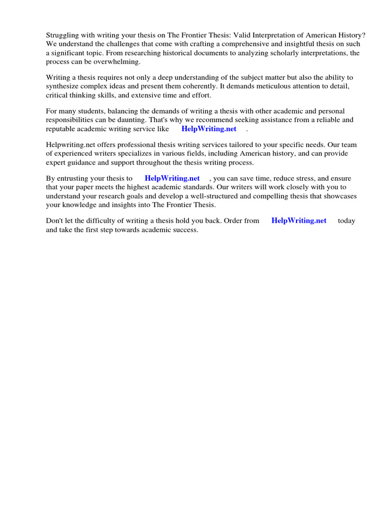 The Frontier Thesis Valid Interpretation Of American History PDF