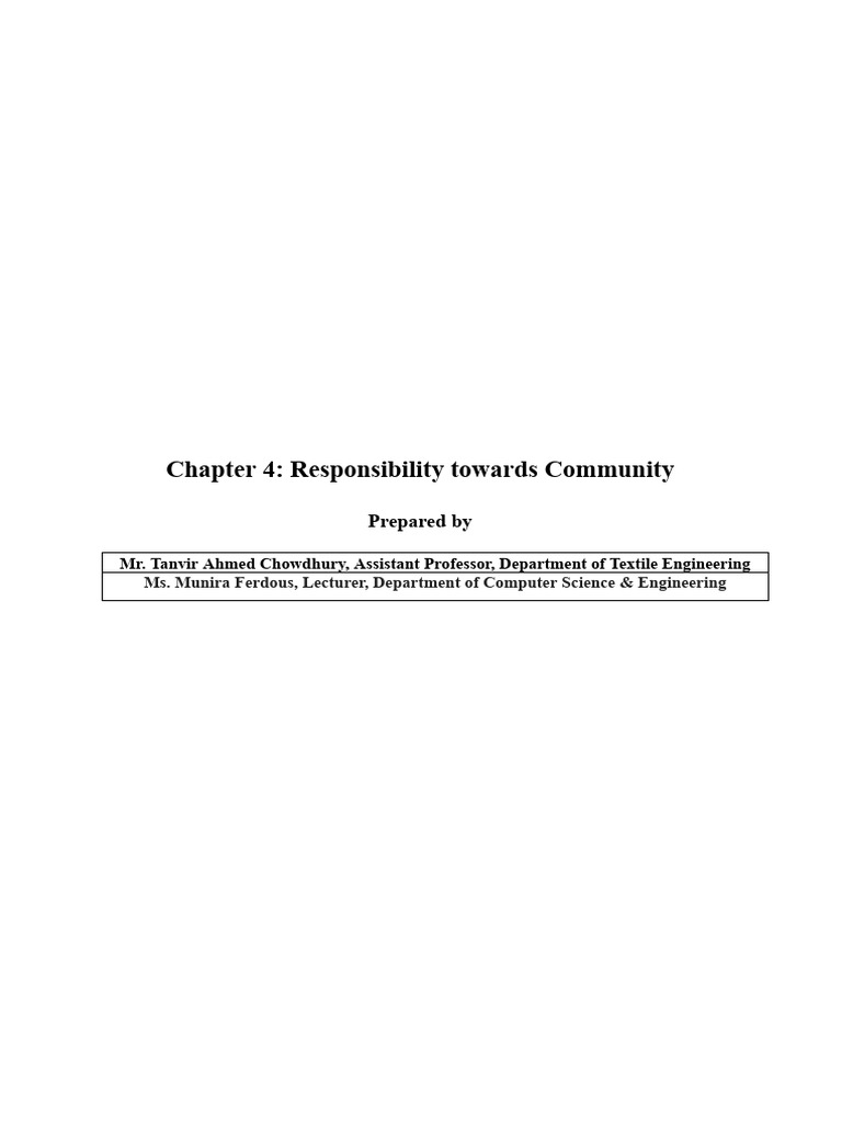 Chapter 4, Responsibility Towards Community | PDF | Empathy | Corporate ...