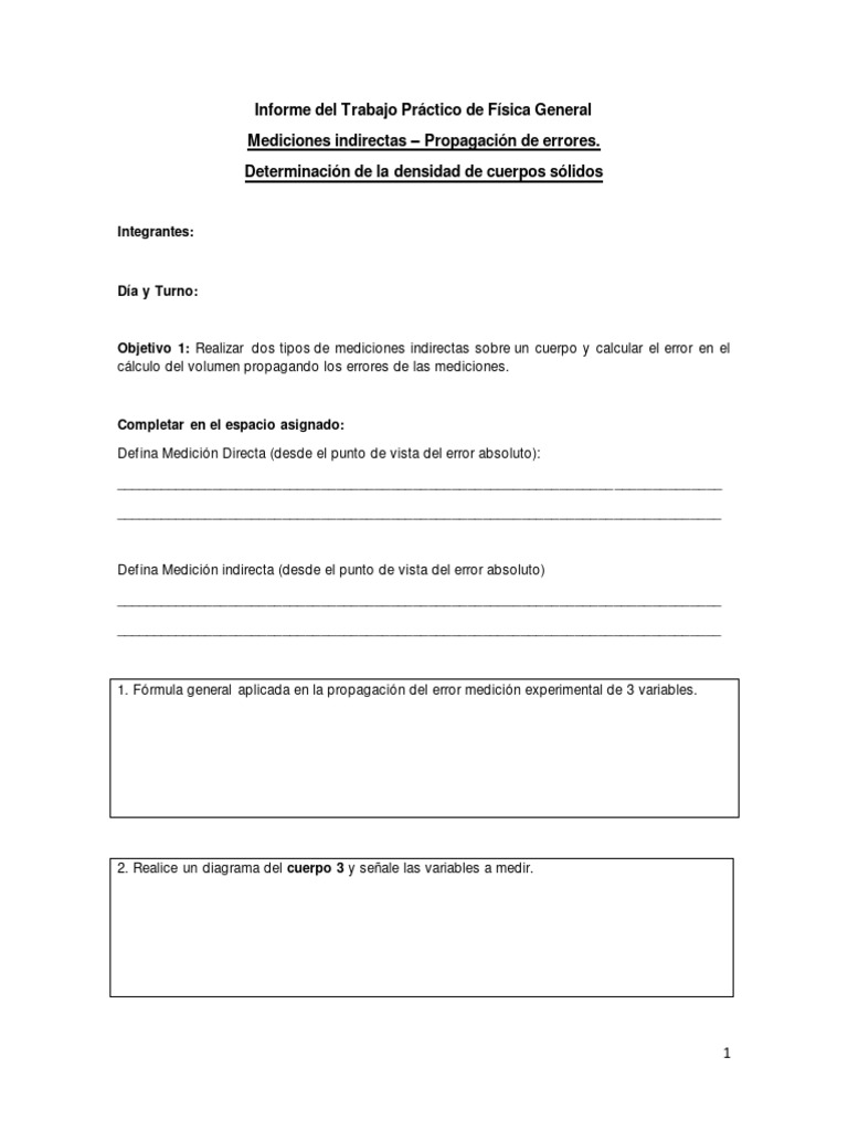 Prepractico FG Mediciones y Error 2022 | PDF | Medición | Densidad