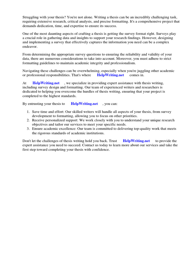 Thesis Survey Format Pdf Sampling Statistics Thesis 8222