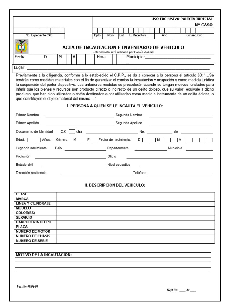 FPJ40_ACTA_DE_INVENTARIO_VEHICULO | PDF | Transporte privado | Estilos ...