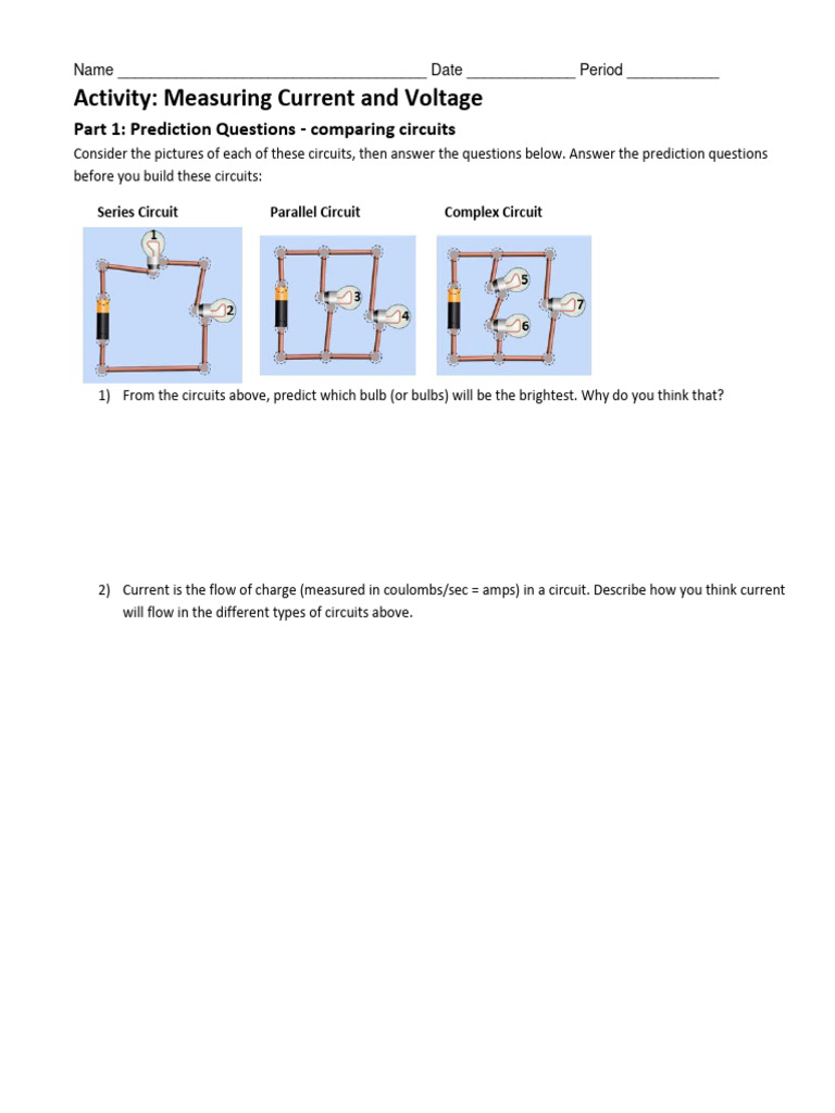Measuring Current and Voltage in Circuits | PDF | Voltage | Series And ...