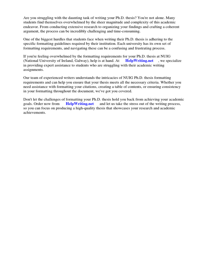 Nuig PHD Thesis Format | Download Free PDF | Thesis | Doctor Of Philosophy