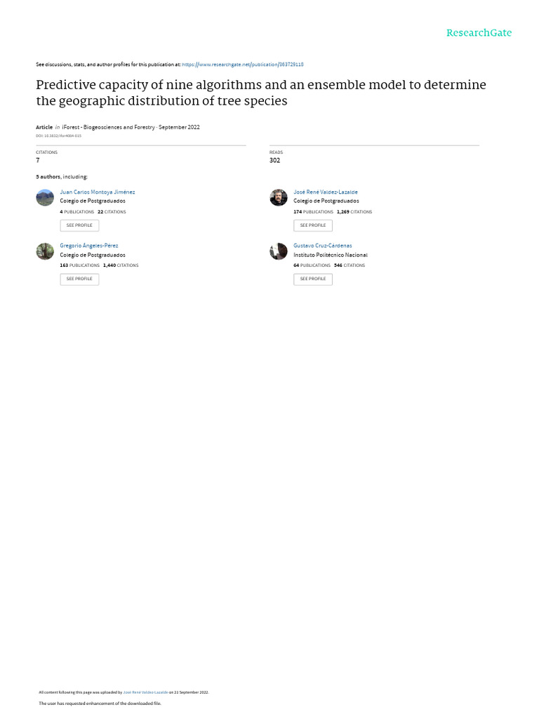 Predictive Capacity of Nine Algorithms and An Ensemble Model To Determine The Geographic ...