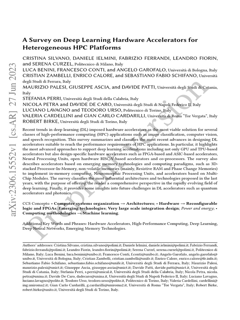 Deep Learning Hardware Accelerators Survey | PDF | Deep Learning | Field Programmable Gate Array
