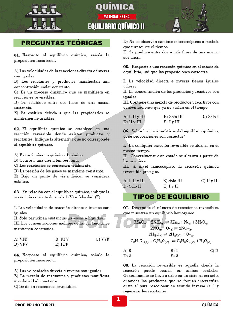 EQUILIBRIO QUÍMICO II | PDF | Equilibrio químico | Reacciones químicas
