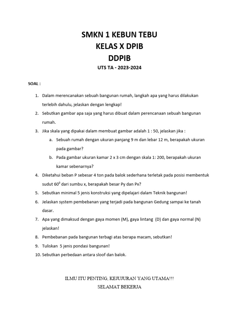 Soal Uts X Dpib 2024 | PDF