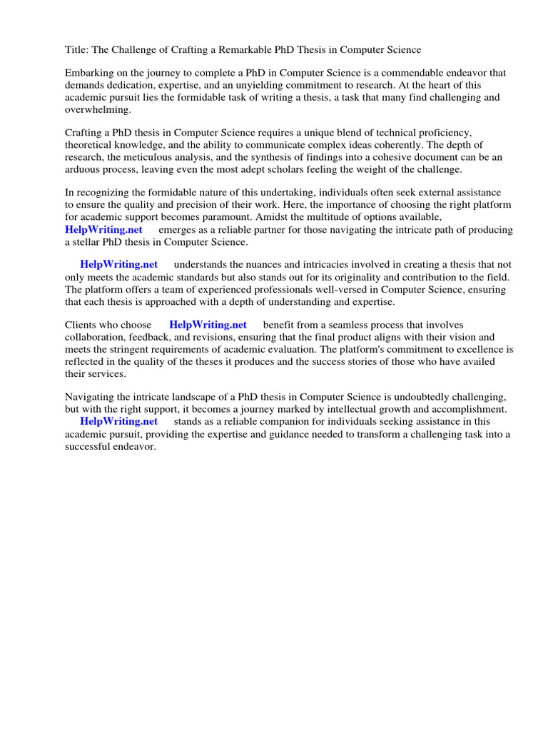 Best PHD Thesis Computer Science | PDF | Thesis | Computer Science