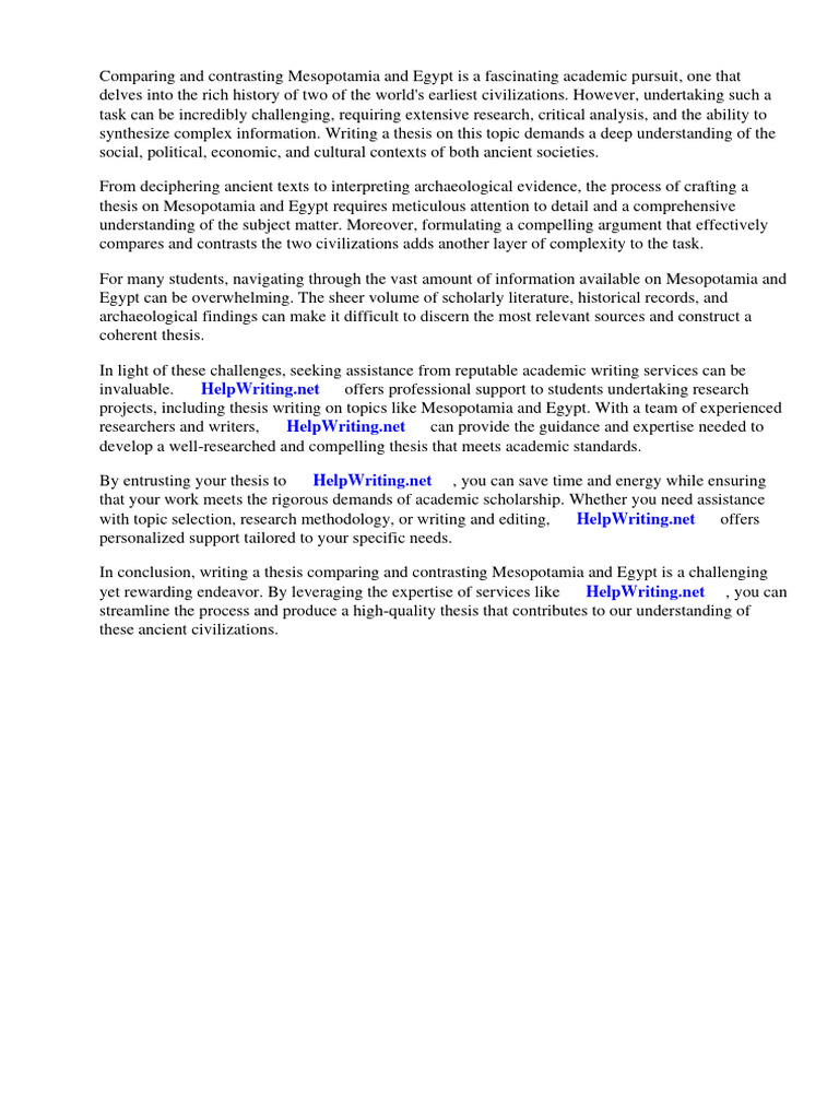 Compare and Contrast Mesopotamia and Egypt Thesis | PDF | Ancient Egypt ...