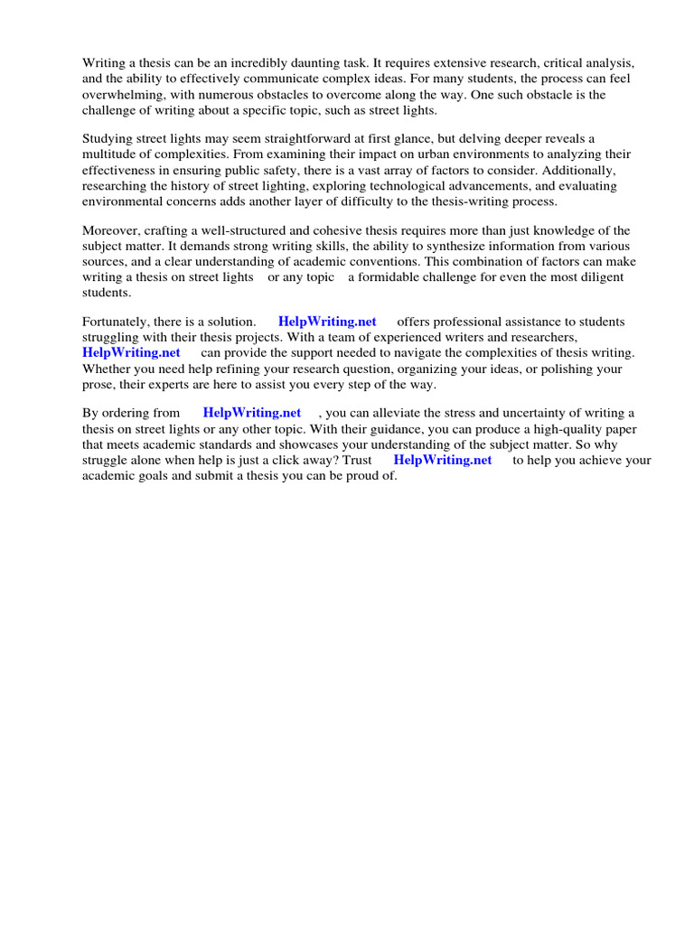Street Lights Thesis | PDF | Street Light | Lighting