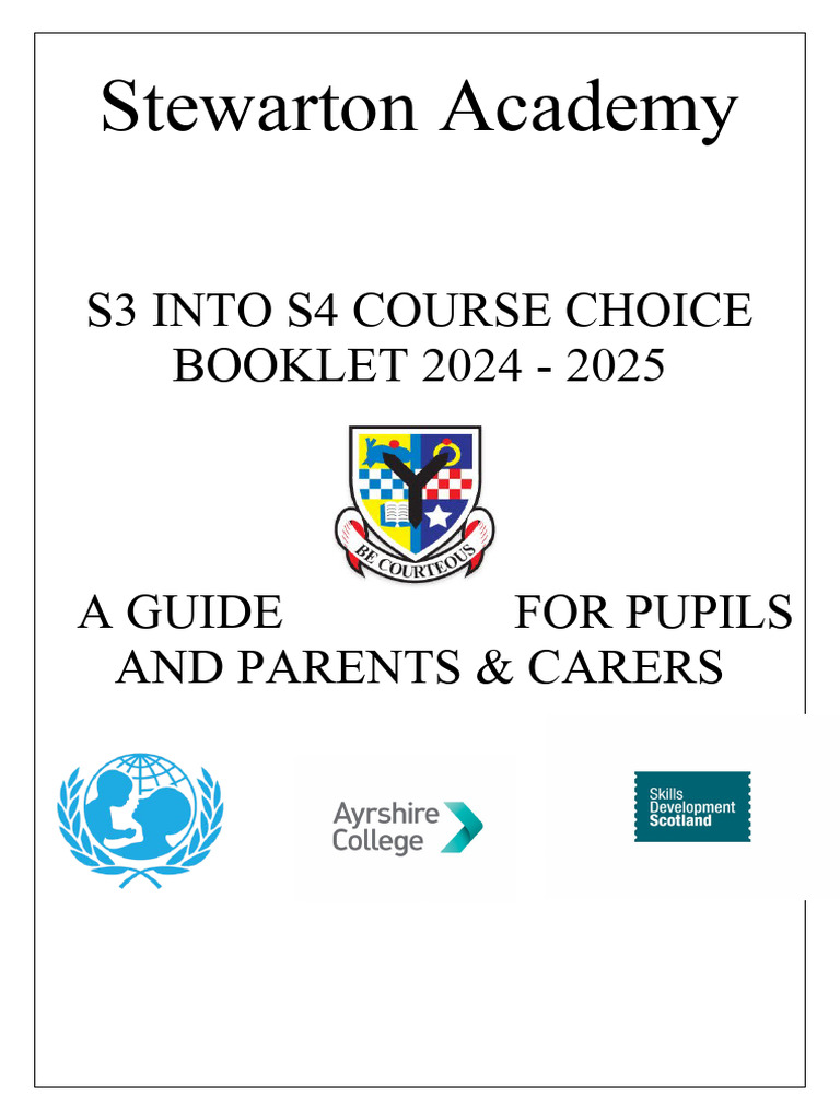 S3 S4 Option Choice Booklet 2024 2025 for Distribution | PDF ...