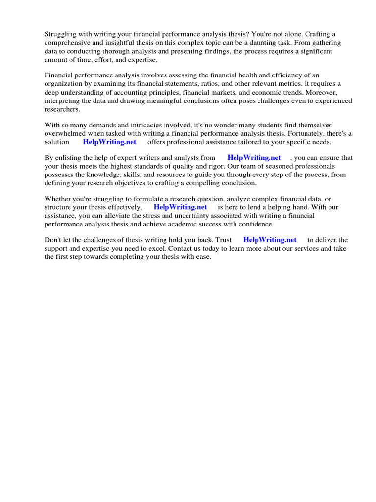 Financial Performance Analysis Thesis | PDF | Banks | Financial Statement