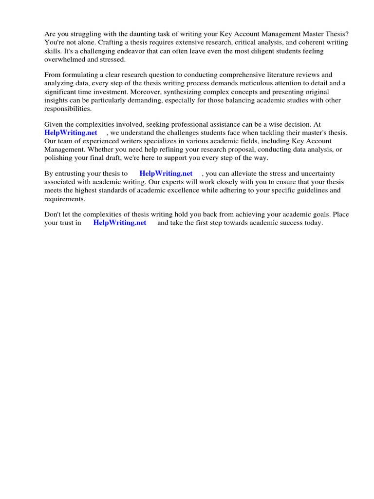 Key Account Management Master Thesis | Download Free PDF | Market ...