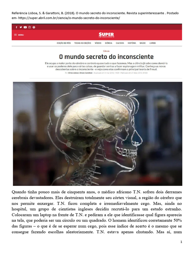 Inconsciente | PDF | Sigmund Freud | Mente inconsciente