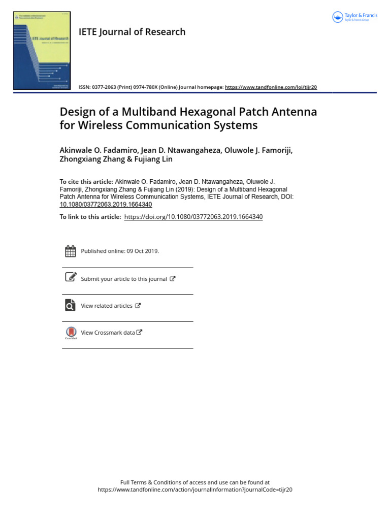 Design of A Multiband Hexagonal Patch Antenna For Wireless ...