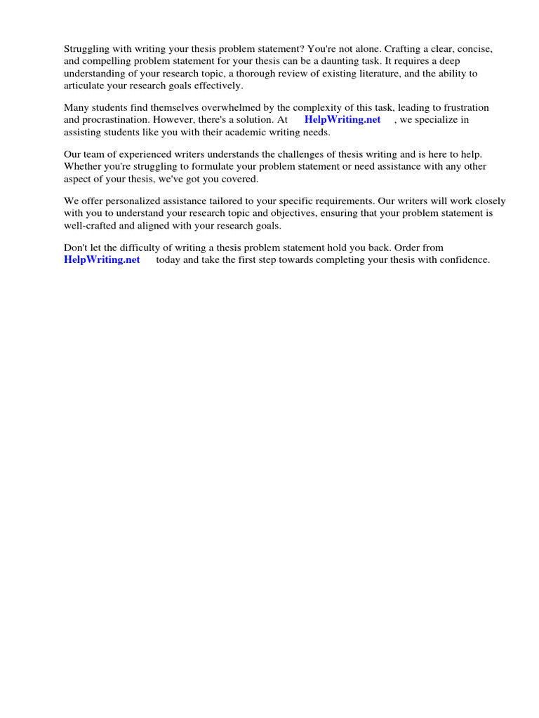 Thesis Problem Statement Examples | PDF | Thesis | Essays Thesis Problem Statement Examples | PDF | Thesis | Essays