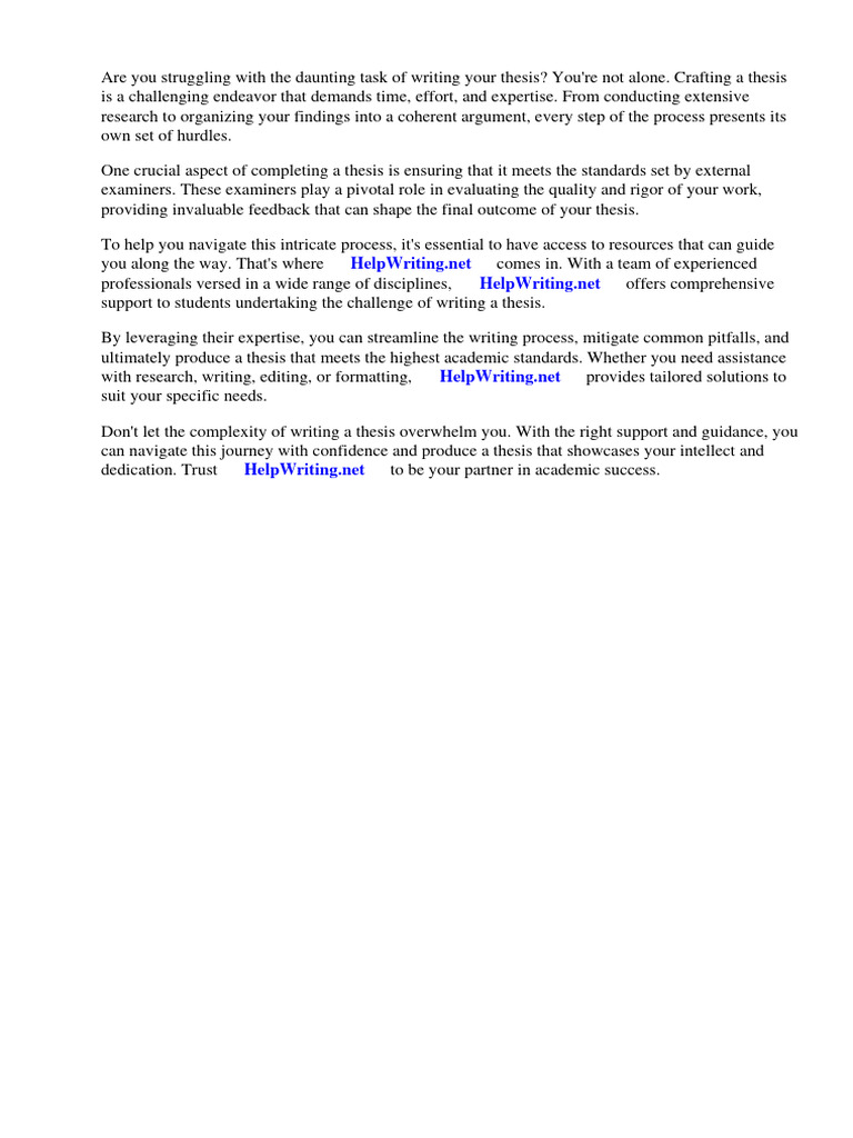 Thesis External Examiner Report Example | PDF | Thesis | Doctor Of Philosophy