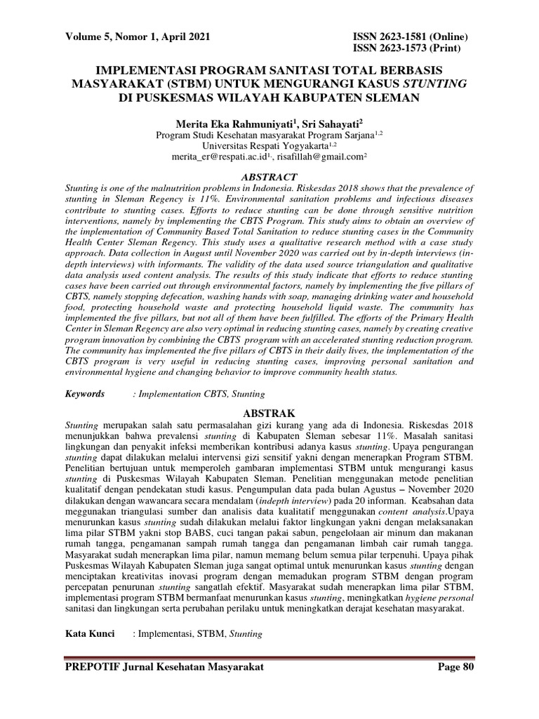 Implementasi Program Sanitasi Total Berb | PDF | Malnutrition | Health ...