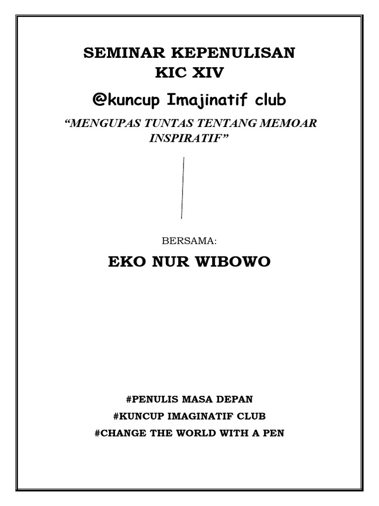 Notulensi Seminar Kic Xiv | PDF