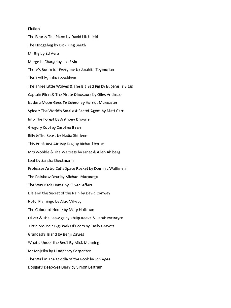 Year 2 Book List | PDF