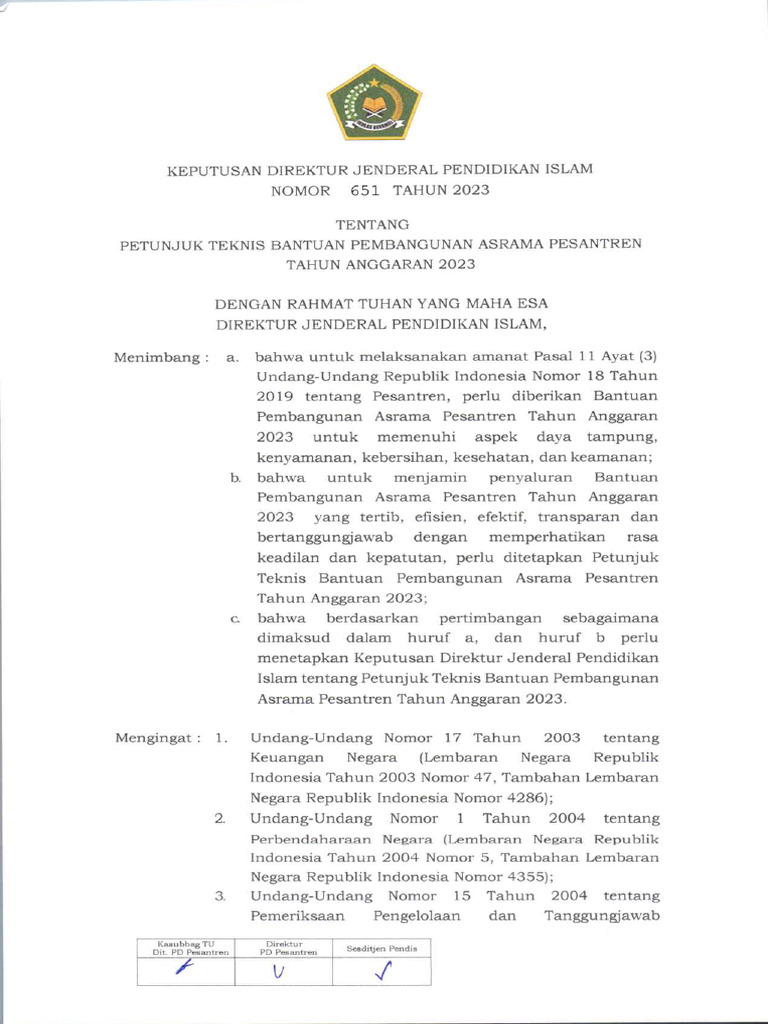 Pembangunan Asrama Pesantren 2023 | PDF