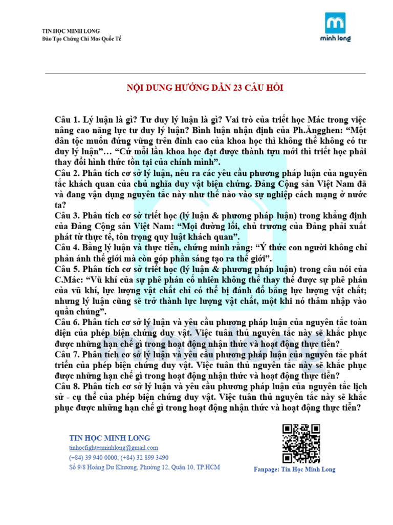 Nội Dung Trọng Tâm 23 Câu Hỏi. | PDF